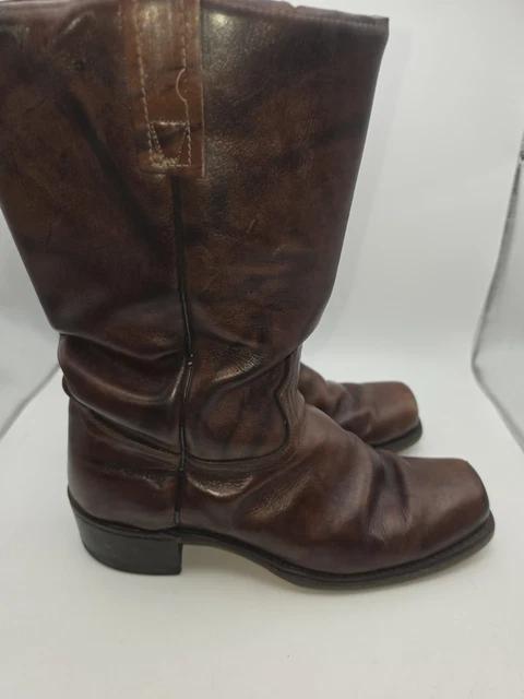 VINTAGE RIO GRANDE Brown Leather Roper Boots Men's Square Toe Sz 10 D ...