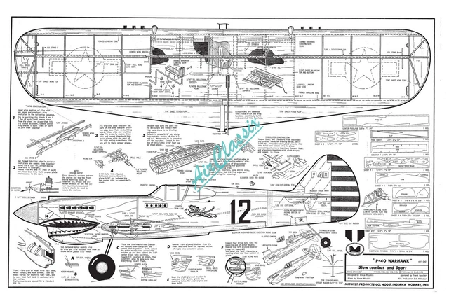 PLANS WARBIRD PROFIL Midwest : 33" P-40 Warhawk pour moteurs 0,15 EUR 9 ...