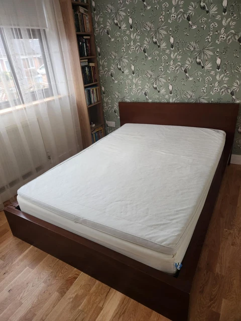 WOODEN IKEA DOUBLE Bed Frame with Spring Mattress £104.70 - PicClick UK