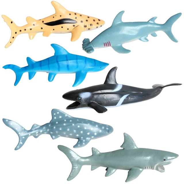 6 PCS PLASTIC Sea Animals Party Favors Sharks Boys Figurines Bath Toys ...