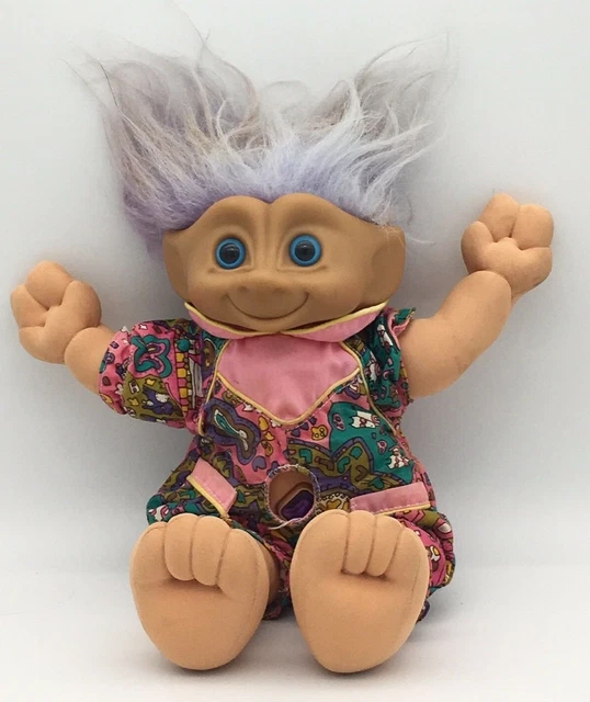 VINTAGE TREASURE TROLLS Doll Purple Hair Jewel Belly Button Original ...