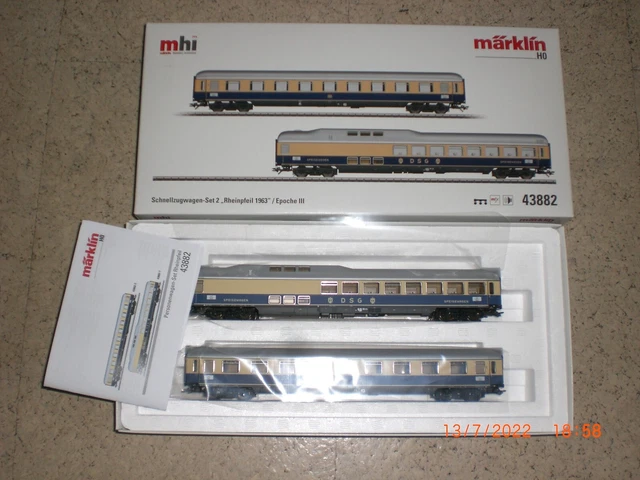 MÄRKLIN 43882 SCHNELLZUGWAGEN-SET 2 "Rheinpfeil 1963" der DB NEU/OVP EUR 210,00 - PicClick FR