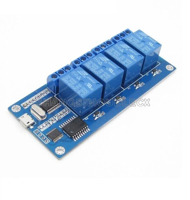 MICRO USB 5V 4-Channel Relay Module USB Control Relay Module serial ...