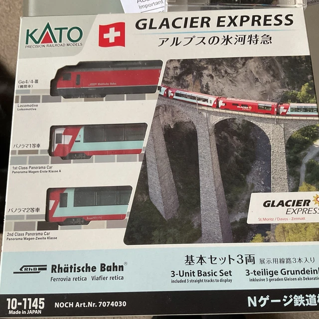 KATO N GAUGE Alps Glacier Express Basic 3-Car Set 10-1145 Model Train ...