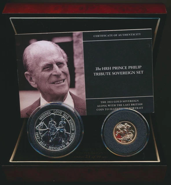 GREAT BRITAIN: 2021 QEII Gold Sovereign & £5 The HRH Prince Philip Set ...