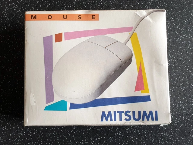 RETRO/VINTAGE MITSUMI PS/2, 2 Button Wired Mouse, 3.5 Driver Disk, New ...