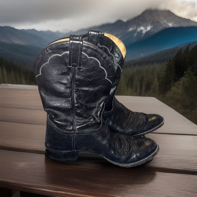 TONY LAMA 2206 Black Leather Boots Cowboy Boots Men's size 11 D £22.81 ...