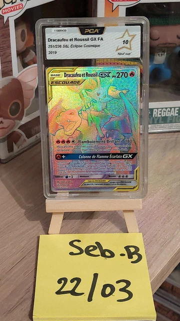 CARTE POKÉMON DRACAUFEU & roussil GX FA escouade 251/236 PCA 10 Eclipse ...