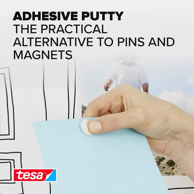 TESA TACK UNIVERSAL Adhesive Putty Alternative to Tacks and Pins White ...