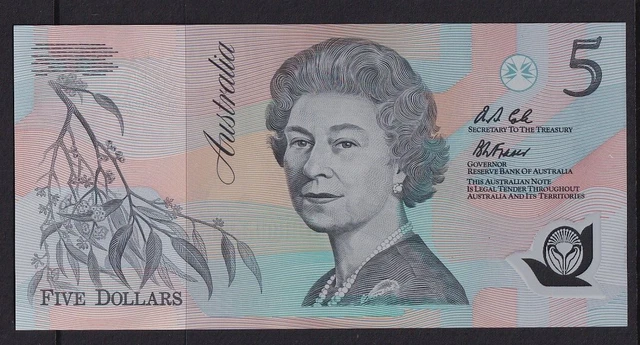 AUSTRALIAN BANKNOTE: 1992 $5 Fraser / Cole Prefix Aa 78 - Polymer Note ...