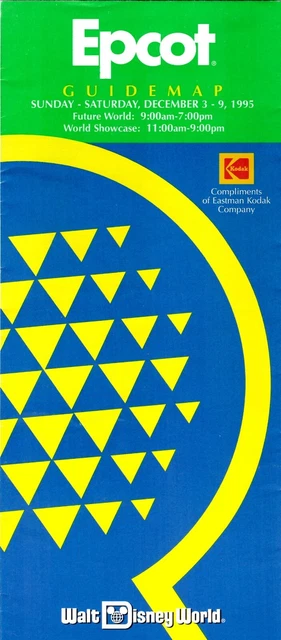WALT DISNEY WORLD Epcot Guide Map 1995 £6.85 - PicClick UK