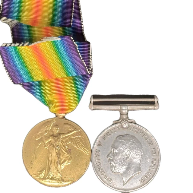 WW1 MEDAL Pair .925 Silver Service Medal & Brass Victory Medal ...