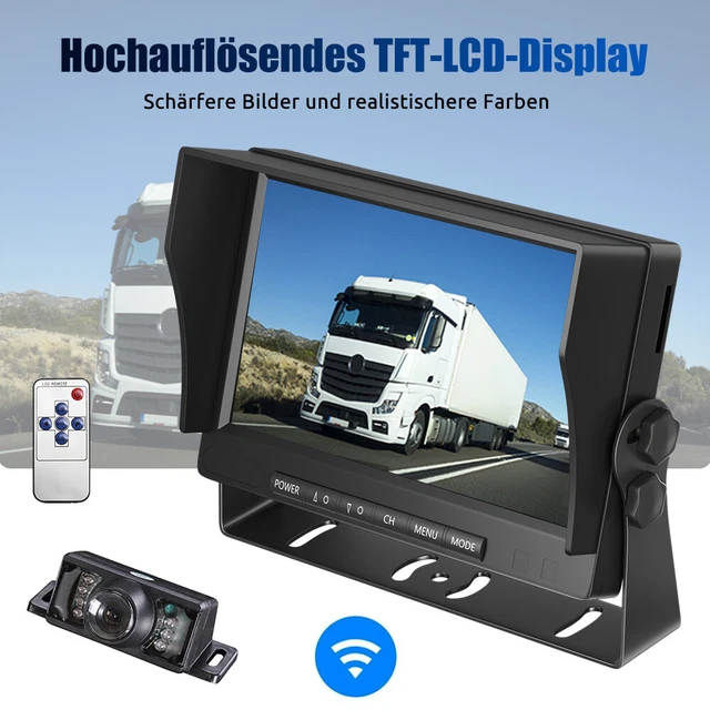 TELECAMERA RETROMARCIA AUTO ESSGOO 170° radio targa wireless + monitor ...