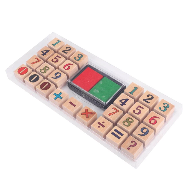 WOODEN NUMBER STAMPS Early Years Stampers for Kids Assorted Color Child ...