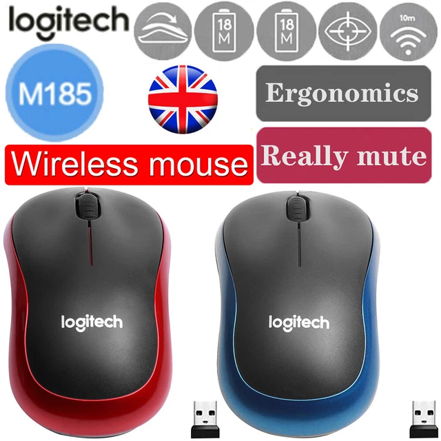 LOGITECH M185 WIRELESS Optical Mouse + USB Receiver Fit Compact PC ...