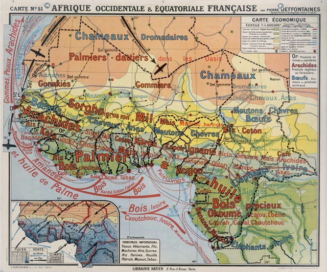 CARTE PROVINCES FRANCE Afrique AOF AEF Vidal Lablache Paris Ecole ...