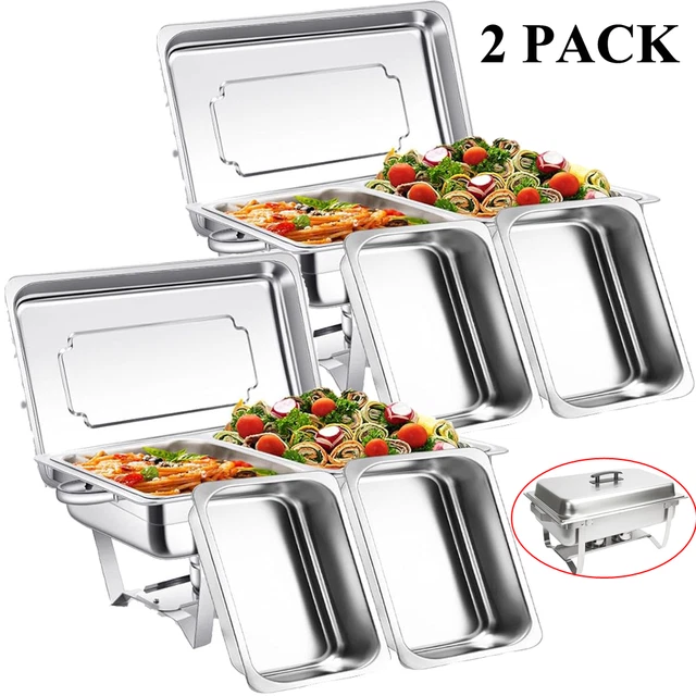 8 QT CATERING Classic STAINLESS STEEL Chafing Dish 2 Half Size Pan ...