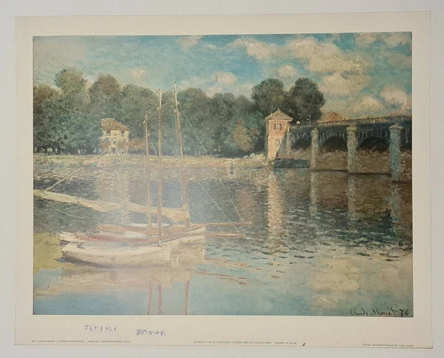 CLAUDE MONET LE PONT d'argenteuil 1956 Lithographie impréssionnisme ...