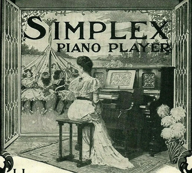 1903 SIMPLEX PIANO Kids Playing Carousel Merry Go Round Original Paper ...