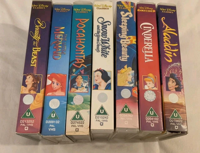 7 DISNEY PRINCESS Classic VHS Video Tapes Snow White Pocahontas, Little ...