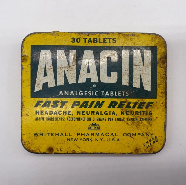 VINTAGE ANACIN ANALGESIC Tablets Tin 12ct Size EMPTY #12571 £11.82 ...