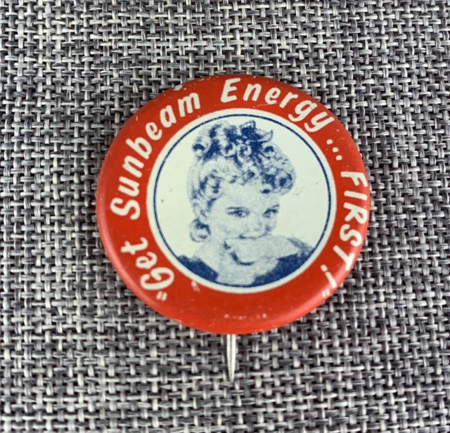 VINTAGE LITTLE MISS Sunbeam Bread Pin Back Button Get Sunbeam Energy ...