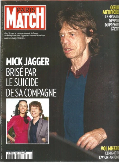 PARIS MATCH N°3383 Mick Jagger & Compagne Suicide / Coeur Artificiel ...
