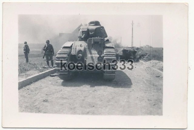 PHOTO CHAR FRANÇAIS Char B 1 BOURRASQUE en zone de combat sur le front ...