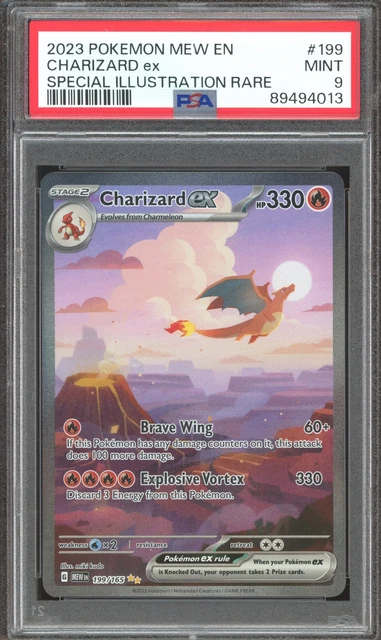 POKEMON CHARIZARD EX 151 MEW EN Illustration Spéciale Rare #199 PSA 9 ...
