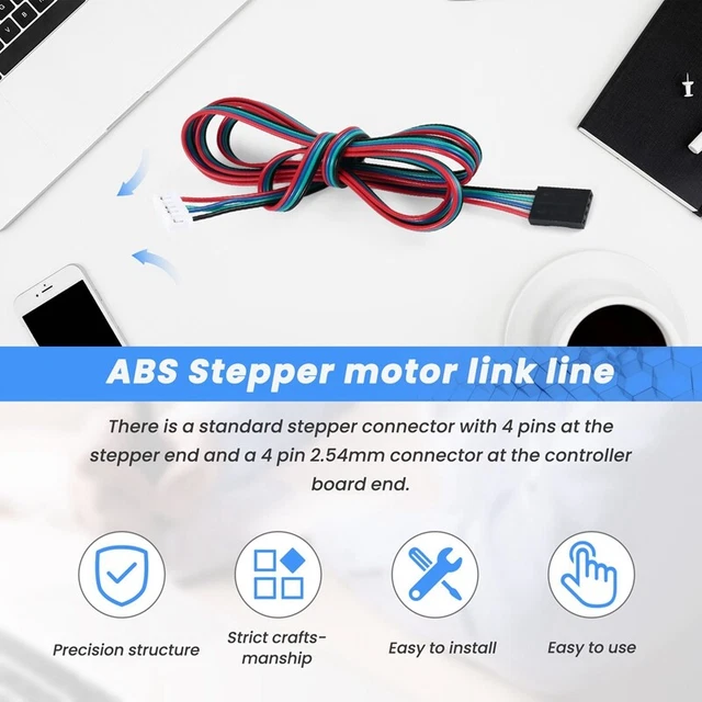 4X(EXTENDED NEMA 17 Stepper Motor Cable 1M Long 4 6 Pin 3D Printer T5T5 ...