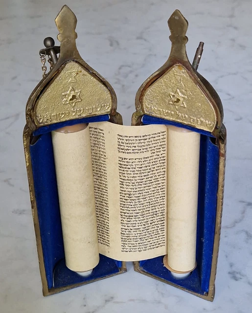 ANCIENNE TORAH ROULEAU / LIVRE BIBLE JUIF- CONTENEUR en BRONZE ou ...
