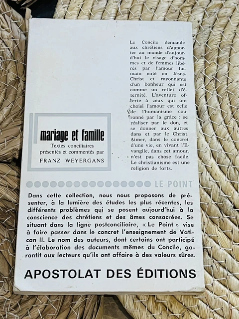 LIVRE ANCIEN MARIAGE Et Famille Le Point 6 Franz Weyergans Apostolat ...