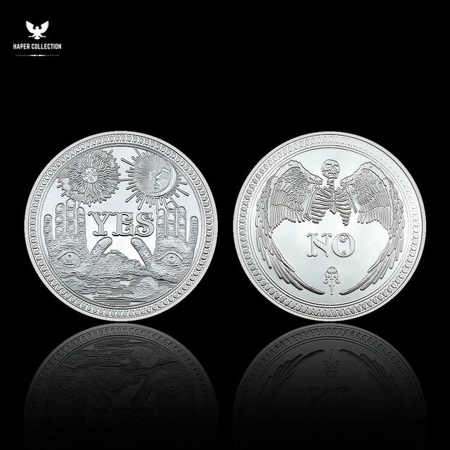 YES OR NO Prediction Decision Coin Gothic Silver Plated Coin in Capsule ...