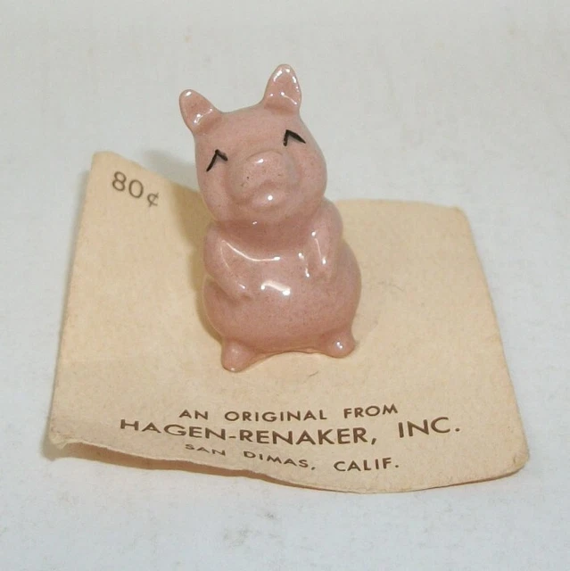 VINTAGE HAGEN RENAKER Pink Pig Begging Seated A-165 Retired Miniature ...