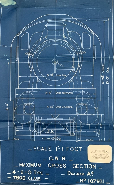 RAILWAY STEAM LOCOMOTIVE Blueprint drawing of GWR 4-6-0 £9.00 - PicClick UK