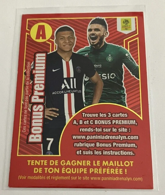 CARTE CARD BONUS PREMIUM A Kylian Mbappé Paris PSG PANINI ADRENALYN XL ...