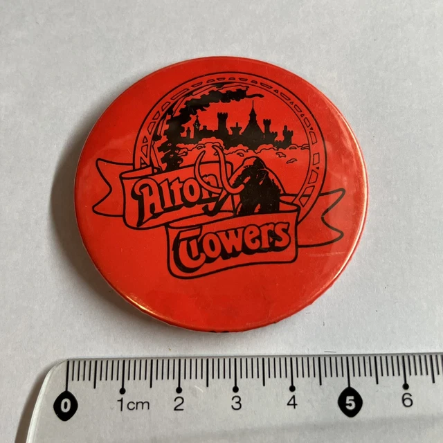 VINTAGE ALTON TOWERS Theme Park Badge Ref Red Mammoth £6.99 - PicClick UK