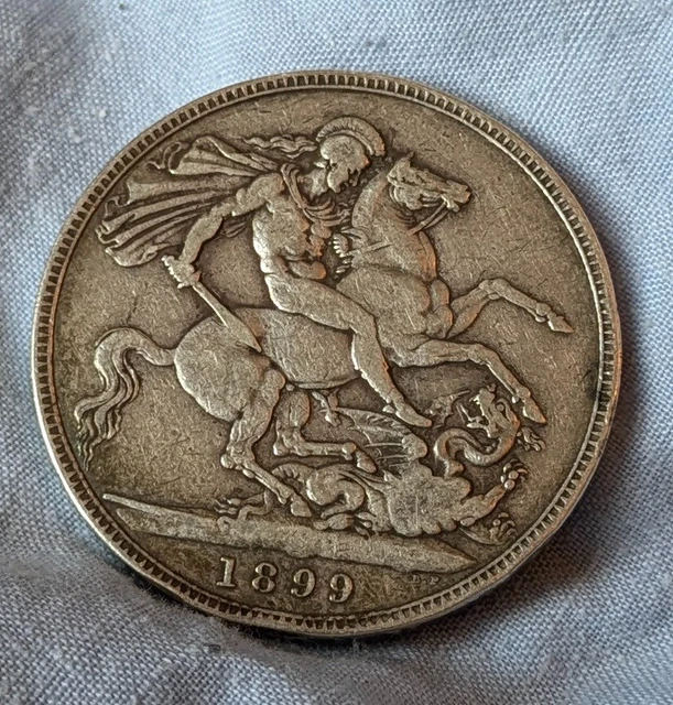 1899 SOLID SILVER Crown Coin Antique Vintage Old Queen Victoria Netflix ...