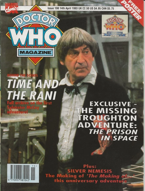 DOCTOR WHO MAGAZINE Issue 198 April 1993 Patrick Troughton cover & FREE ...