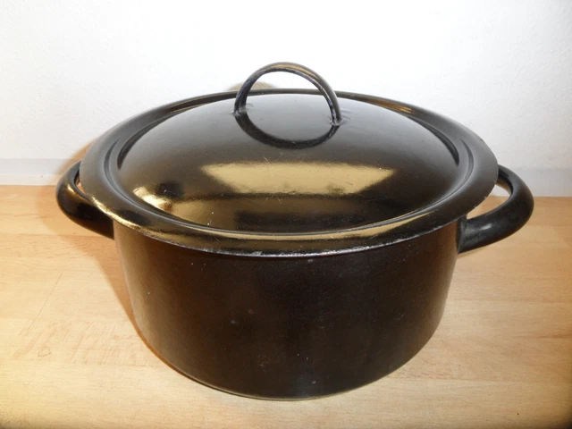 ALTER EMAILLE TOPF Henkeltopf Kochtopf mit Deckel Emailgeschirr Deko ...