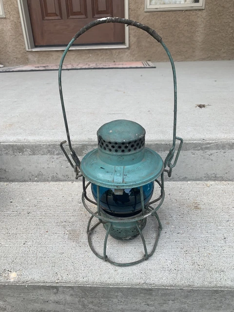 VINTAGE RAILWAY/RAILROAD LANTERN CNR Blue Globe $200.00 - PicClick CA