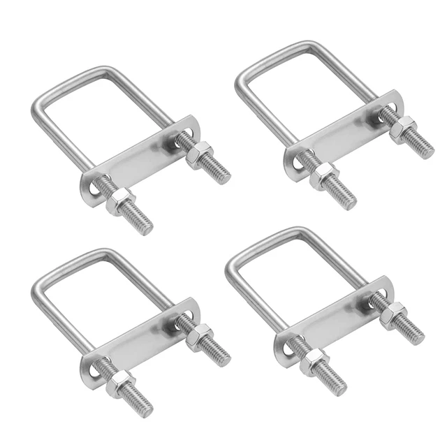SQUARE U-BOLT, STAINLESS Steel Square Bend U Bolts with Nuts and Frame ...