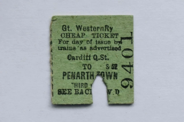 GWR GREAT WESTERN (Wales) Railway Ticket # 9401 CARDIFF Queen St ...