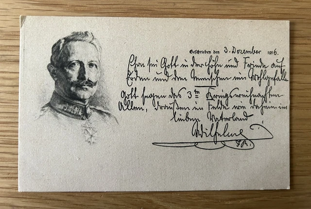 WW1 PATRIOTIC POSTCARD. Kaiser Wilhelm II. 3rd December 1916. £3.75 ...