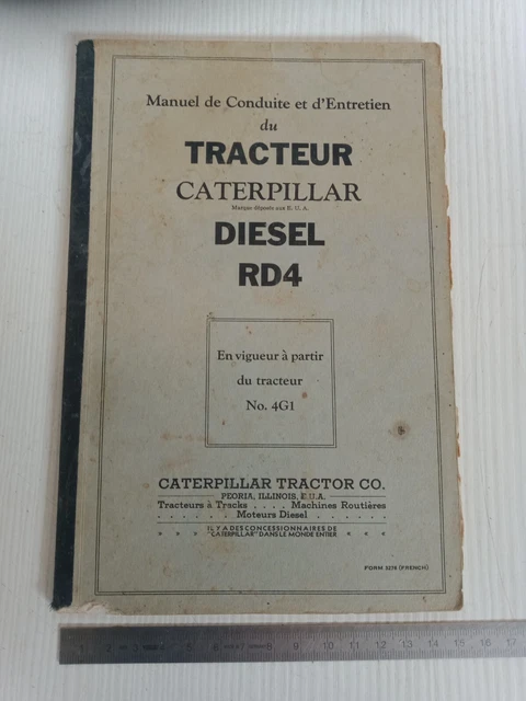 MANUALE USO MANUTENZIONE originale 1936 Caterpillar tracteur Diesel RD4 Fra EUR 60,00 - PicClick IT