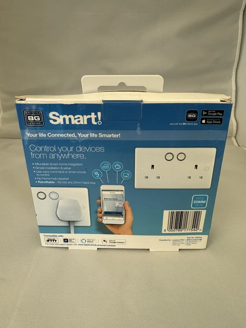 BG SMART 922/HC 13A Double Switched Power Socket Home Control Alexa ...