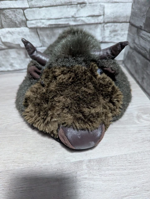 REALISTIC PLUSH BUFFALO Furry Head Hat Bills Halloween Cosplay Costume ...