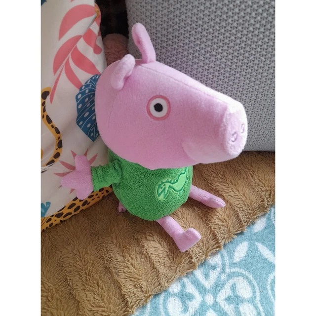 PEPPA PIG LARGE George pig plush soft toy with green dinosaur t-shirt ...