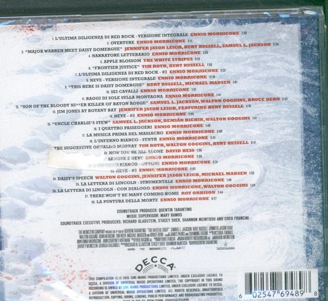 ENNIO MORRICONE QUENTIN Tarantino's the H8ful Eight CD Europe Decca ...