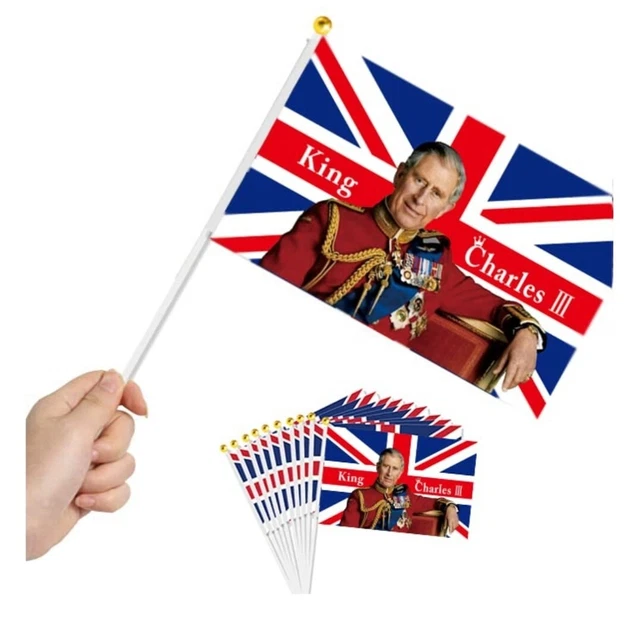 UNION JACK KING Charles lll Hand Flags X 10 £2.00 - PicClick UK